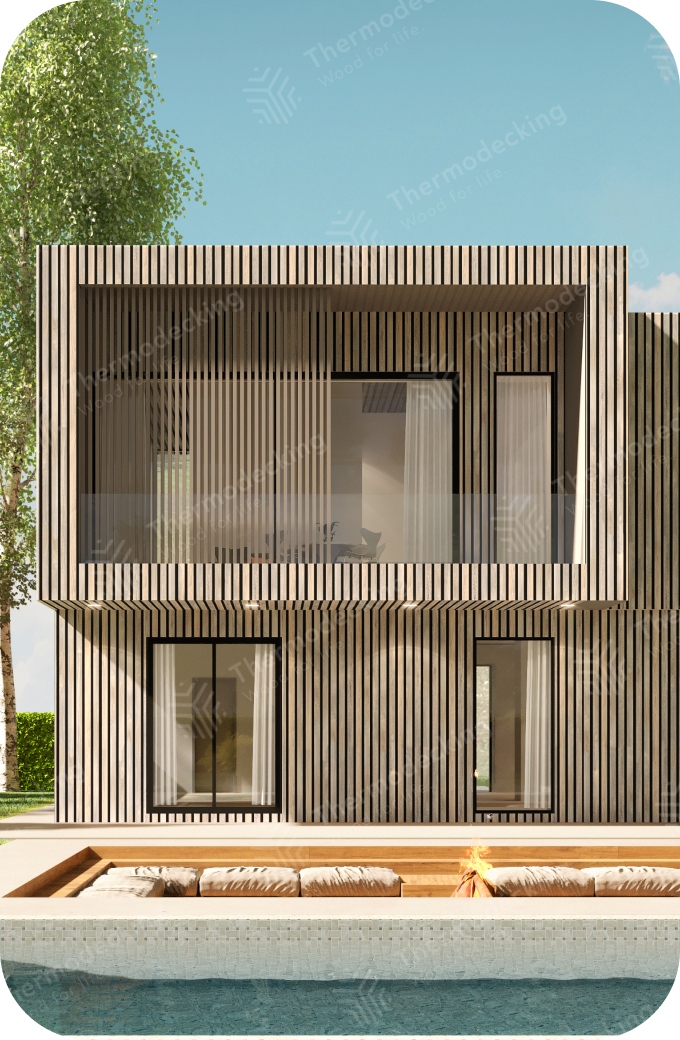 Фасадная доска «Термобереза» (Реечный фасад) | Thermodecking